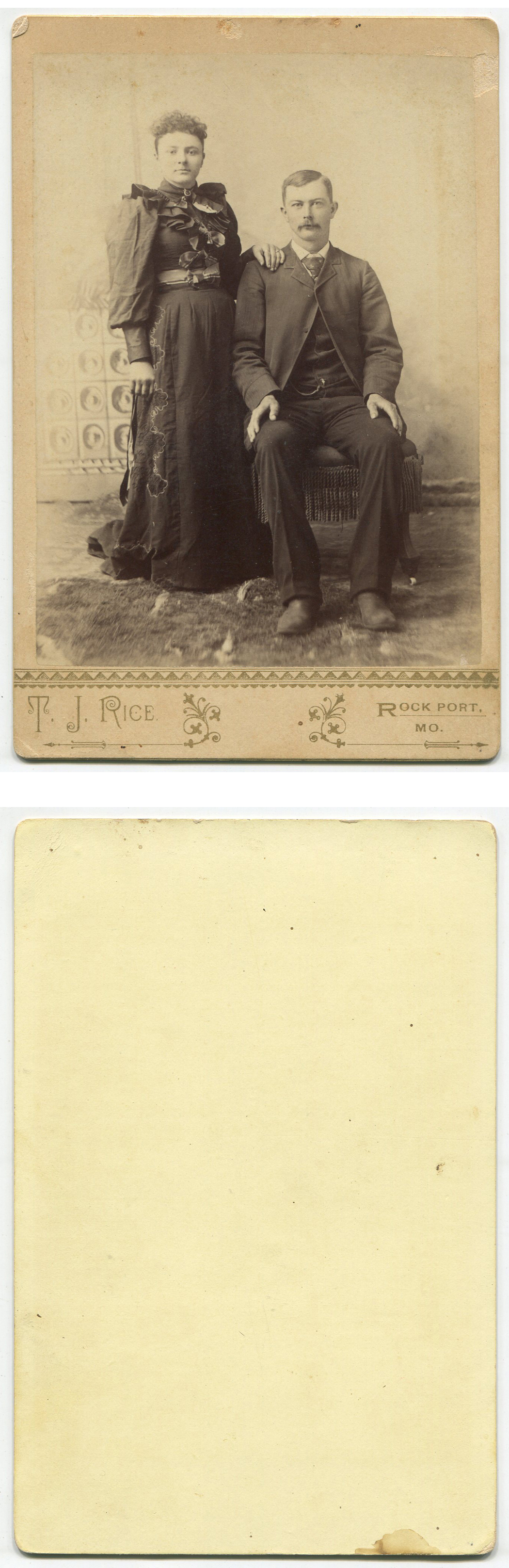 GUILTY LOOKING MAN WITH WOMAN, AFFENCINATE POSE. CABINET CARD. ROCK PO ...
