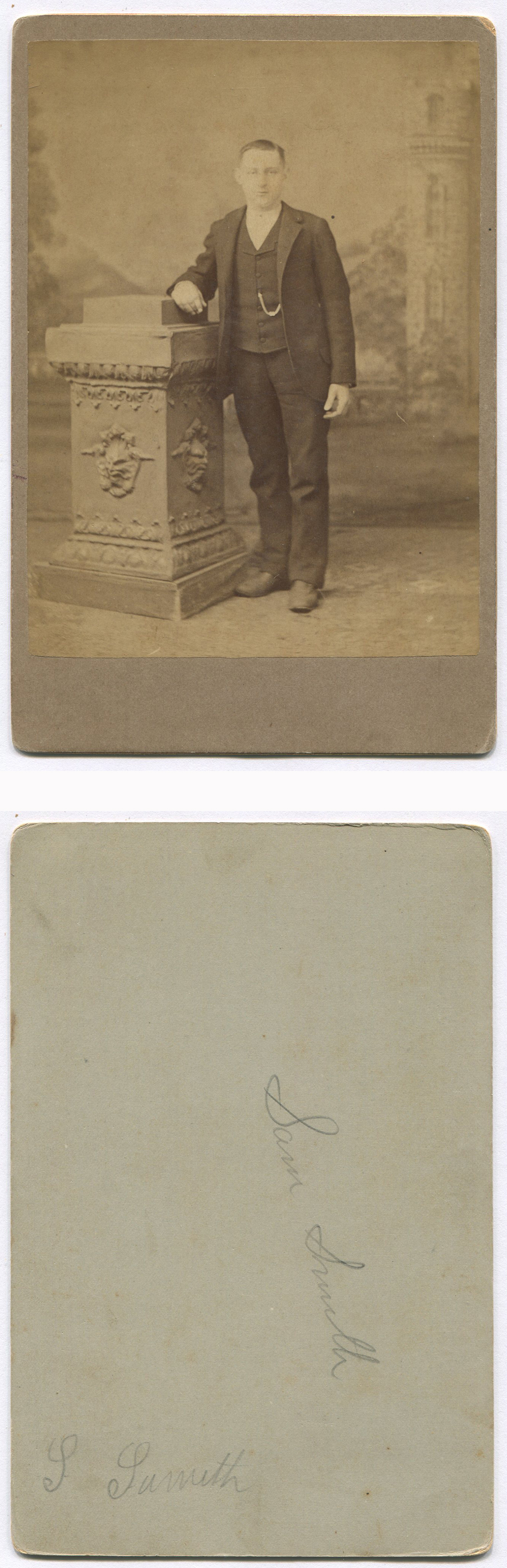 LONG ARMED MAN, STANDING POSE. CABINET CARD. – Bernie's Photo